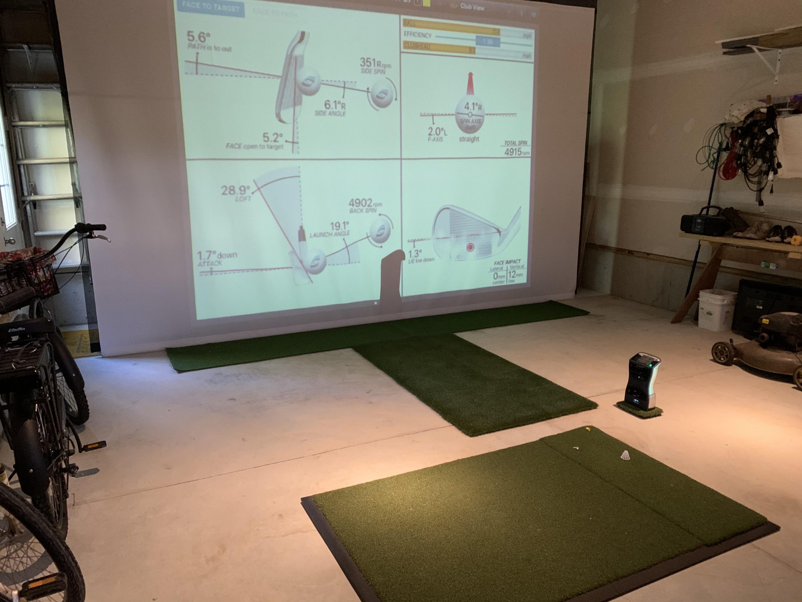 Premium Golf Simulator Screen – 16′ Retractable – Real Feel Golf Mats